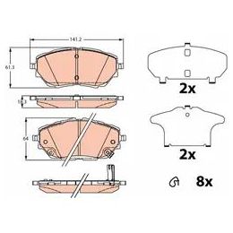 TRW Bremsbelagsatz, Scheibenbremse GDB2290 vorne rechts links mit Zubeh&ouml;r f&uuml;r TOYOTA GA5019 04465-F4010 D6994H