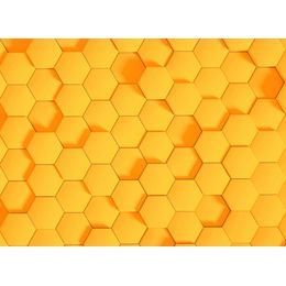 Livingwalls Fototapete LIVING WALLS "Designwalls Honeycomb 2", gelb, B:3,5m L:2,55m, Vlies, Tapeten, Vlies, Wand, Schr&auml;ge, Decke