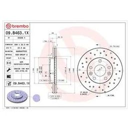 Brembo Bremsscheibe 09.B463.1X vorne rechts links Gelocht 269mm f&uuml;r RENAULT DACIA NISSAN 4020600Q1A 4020600Q0M 402066300R