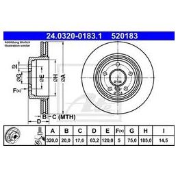 ATE Bremsensatz-Hinterachse PowerDisc / Standard IJZJSGKWB4 Bremsensatz, Scheibenbremse hinten rechts links bel&uuml;ftet 320mm f&uuml;r BMW 34216763044 3435678