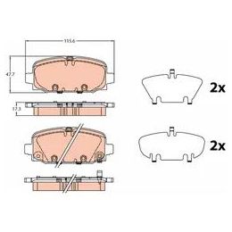 TRW Bremsbelagsatz, Scheibenbremse GDB2321 hinten rechts links mit Zubeh&ouml;r f&uuml;r JEEP (GAC FCA) 155250163 68353597AA