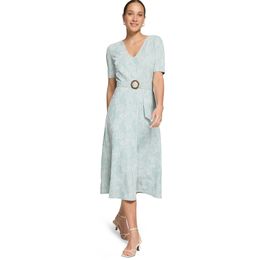 Zero Damen Midikleid "Damen mit G&uuml;rtel", gr&uuml;n, Gr. 34, Obermaterial: 82% Polyester, 16% Viskose, 2% Elasthan, Kleider, Material.