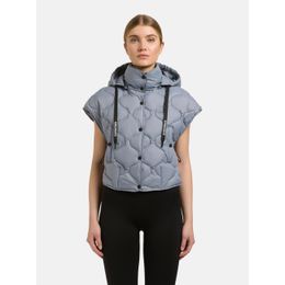 Funktionsweste Khujo "Ninga", Damen, Gr. XL (42), misty blau, Obermaterial: 100% Nylon. Innenfutter: 100% Nylon. Wattierung: 100% Polyester, l&auml;ssig geschnitten h&uuml;ftlang, hoch geschlossener Ausschnitt, Westen Funktionsweste, Kurze leicht Steppweste mit Kapuze