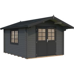Gartenhaus Palmako "Sally", grau (dunkelgrau, anthrazit), Fu&szlig;boden im Gartenhaus, ohne Dacheindeckung, Massivholz, Gartenh&auml;user, Gartenhaus, verschiedene Farben
