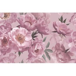 Fototapete papermoon "BLUMEN ABSTRAKT-MUSTER DESIGN ROSEN BLUMEN DECOR RETRO", bunt, B:4,5m L:2,8m, Vlies, Tapeten