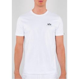 Herren Rundhalsshirt "Backprint T", wei&szlig;, Gr. S, Alpha Industries, bedruckt, Single Jersey, Obermaterial: 80% Baumwolle, 20% Polyester, Shirts,