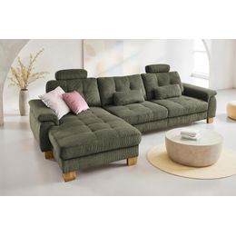 Ecksofa DIE PLANBAR "PP-LA19101 L-Form, Breite 316 cm", forest, B:316cm H:86cm T:177cm, 88% Polyester;12% Polyamid, Sofas, Ecksofa, wahlweise mit Bettfunktion und verstellbaren Kopfst&uuml;tzen, in Cord