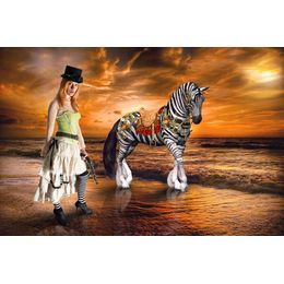 Fototapete papermoon "Surreale Steampunk-Frau", bunt, B:4,5m L:2,8m, Vlies, Tapeten