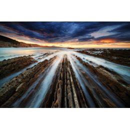 Fototapete papermoon "Photo-Art JUAN PABLO DE, ZUMAIA FLYSCH", bunt, B:4,5m L:2,8m, Vlies, Tapeten
