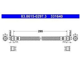 ATE Bremsschlauch 83.8615-0297.3 vorne rechts links f&uuml;r PORSCHE 9Y0611775