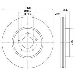 Hella Bremsscheibe PRO 8DD 355 117-801 vorne rechts links innenbel&uuml;ftet 320mm f&uuml;r DODGE CHRYSLER 4779196AG 4779196AF 4779196AE