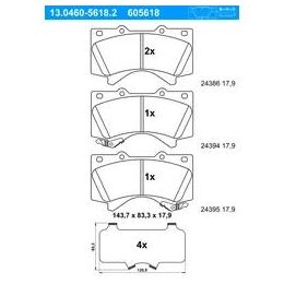 ATE Bremsbelagsatz, Scheibenbremse 13.0460-5618.2 vorne rechts links f&uuml;r LEXUS TOYOTA 04465-60280 04465-60300