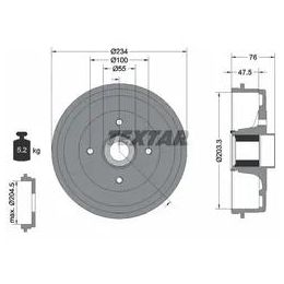 TEXTAR Bremstrommel 94045800 hinten rechts links f&uuml;r RENAULT DACIA 432007629R 432000978R 432004334R