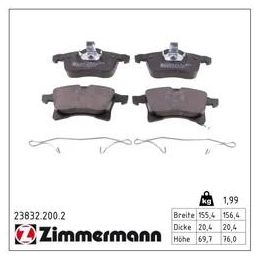 Zimmermann Bremsbelagsatz, Scheibenbremse 23832.200.2 vorne rechts links mit Feder f&uuml;r GENERAL MOTORS OPEL 93176115 93186713 93181189