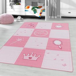 Kinderteppich Ayyildiz Teppiche "PLAY 2905", pink, B:100cm H:6mm L:150cm, Polyamid, Teppiche, Kinderteppich, robuster Kurzflor, Prinzessin, Kinderzimmer