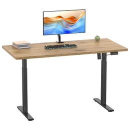 Schreibtisch Vcm "Schreibtisch h&ouml;henverstellbar Lona 140x80", braun (schwarz, honig, eiche), B:140cm T:80cm, Tische, Schreibtisch