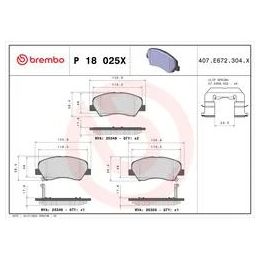 Brembo Bremsbelagsatz, Scheibenbremse P 18 025X vorne rechts links mit Zubeh&ouml;r f&uuml;r HYUNDAI KIA EMGRAND (DYK) GEELY (BEIJING) 1014026444 8889939601 581