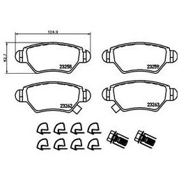 Hella Bremsbelagsatz, Scheibenbremse 8DB 355 019-271 hinten rechts links mit Zubeh&ouml;r f&uuml;r HOLDEN GENERAL MOTORS VAUXHALL OPEL CHEVROLET 9195641 9198598