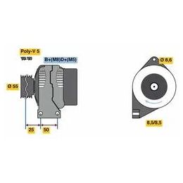Bosch Generator 0 986 049 540 14V 85A f&uuml;r FIAT FORD LANCIA 9S5110346BB 51859038 51709131