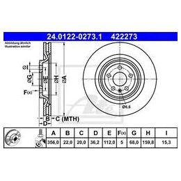 ATE Bremsensatz-Hinterachse Standard Disc / Ceramic IJZJSGLLN6 Bremsensatz, Scheibenbremse hinten rechts links bel&uuml;ftet 356mm f&uuml;r VAG 4H0698451A 4H061