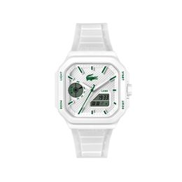 Digitaluhr Lacoste "LC33 SQUARE", wei&szlig;, Armbanduhren, Herren, Digitaluhr, Quarzuhr, Armbanduhr, Herrenuhr, Silikonarmband, digital, analog