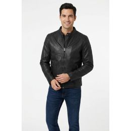 Lederjacke Mauritius "MMBaydo", Herren, Gr. S (46), schwarz, Obermaterial: 100% Schafsleder. Futter: 100% Baumwolle. &Auml;rmelfutter: 100% Polyester, unifarben, regular fit h&uuml;ftbedeckend, Jacken, mit Bikerkragen