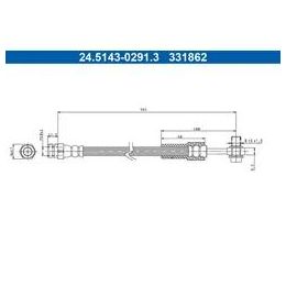ATE Bremsschlauch 24.5143-0291.3 f&uuml;r SEAT VAG 5Q0611775J 5Q0611775Q