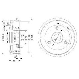 ATE Bremstrommel 24.0216-5001.1 hinten rechts links f&uuml;r PEUGEOT CITRO&Euml;N 424742 424743 424733