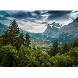 Livingwalls Fototapete LIVING WALLS "Designwalls Mountain Views", gr&uuml;n (gr&uuml;n, braun), B:3,5m L:2,55m, Vlies, Tapeten, Vlies, Wand, Schr&auml;ge, Decke