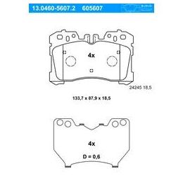 ATE Bremsbelagsatz, Scheibenbremse 13.0460-5607.2 vorne rechts links f&uuml;r LEXUS 04465-0W110