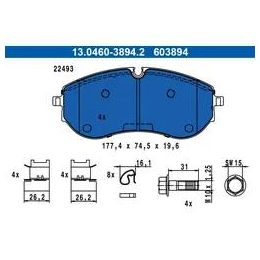 ATE Bremsbelagsatz, Scheibenbremse 13.0460-3894.2 vorne rechts links mit Zubeh&ouml;r f&uuml;r VW MAN VAG 2N0698151B 65508206006