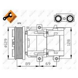 NRF Kompressor, Klimaanlage EASY FIT 32212 12V f&uuml;r FORD JAGUAR 1406034 4749934 1018797