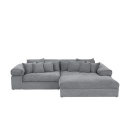 Smart Ecksofa in modernem Cord Lianea &brvbar; grau &brvbar; Ma&szlig;e (cm): B: 291 H: 86 T: 208.0 &raquo; H&ouml;ffner