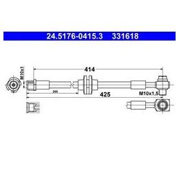 ATE Bremsschlauch 24.5176-0415.3 vorne links f&uuml;r VAUXHALL OPEL 39041643 562408 13374972