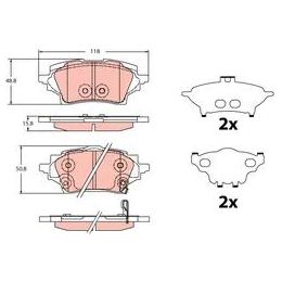 TRW Bremsbelagsatz, Scheibenbremse GDB2344 hinten rechts links mit Zubeh&ouml;r f&uuml;r TOYOTA 04466-K0000 04466-F4010 04466-02400