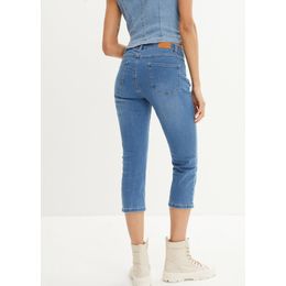 7/8-Jeans bonprix, Damen, Gr. 38, N-Gr, hellblau used, Denim/Jeans, Obermaterial: 95% Baumwolle, 4% Polyester, 1% Elasthan, slim fit 7/8-L&auml;nge, Jeans, Slim fit Passform, schmale Beinform, 7/8-L&auml;nge