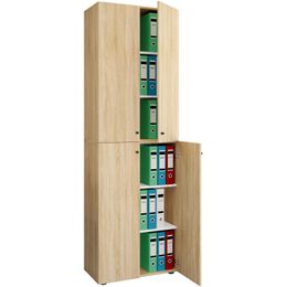 Aktenschrank Vcm "B&uuml;roschrank B&uuml;cher Ordner Aktenschrank Lona 6fach", braun (sonoma, eiche), B:70cm T:40cm, Obermaterial: 100% Holz Wood., Schr&auml;nke