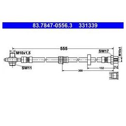 ATE Bremsschlauch 83.7847-0556.3 vorne rechts links f&uuml;r SEAT VAG 7N0611701