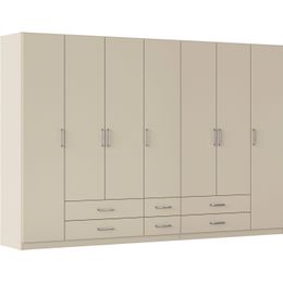 Dreht&uuml;renschrank Rauch "Kleiderschrank Garderobe GAMMA Breiten 91/136/181/226/271/315/360 cm", beige (champagner), griffe chrom, B:315cm H:210cm T:54cm, Holzwerkstoff, Schr&auml;nke, Dreht&uuml;renschrank, mit Schubladen, verschiedene Griff-Varianten TOPSELLER MADE IN GERMANY