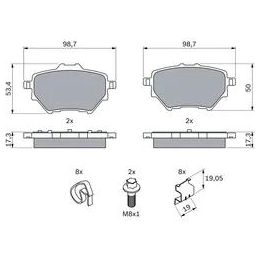 Bosch Bremsbelagsatz, Scheibenbremse 0 986 494 998 hinten rechts links f&uuml;r PEUGEOT FIAT CITRO&Euml;N TOYOTA VAUXHALL FORD OPEL HAVAL 1678167980 YL00122980