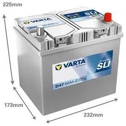 Varta Starterbatterie DYNAMIC SLI 12 V, 60 Ah, 540 A 560410054K262 12V 60Ah 540A f&uuml;r MITSUBISHI SUZUKI PEUGEOT FIAT / LANCIA TOYOTA SUBARU BYD JAC NIS