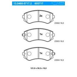 ATE Bremsbelagsatz, Scheibenbremse 13.0460-5717.2 vorne rechts links f&uuml;r NISSAN D1060-2N290 41060-2N392 D1060-2N390