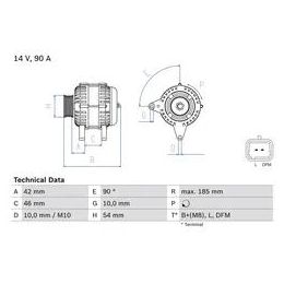 Bosch Generator 0 986 080 190 14V 90A f&uuml;r PEUGEOT FIAT CITRO&Euml;N K9655296080 5702H0 9655858280