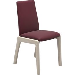 Polsterstuhl stressless "Laurel", rot (bordeaux batick, eiche gekalkt), B:57cm H:92cm T:59cm, Leder BATICK: BATICK ist ein leicht korrigiertes, durchgef&auml;rbtes und genarbtes M&ouml;belleder, bei dem die meisten Unebenheiten und Spuren in der Regel entfernt wurden., St&uuml;hle, Polsterstuhl, Low Back, Gr&ouml;&szlig;e M, mit abgerundeten Beinen in Eiche gekalkt