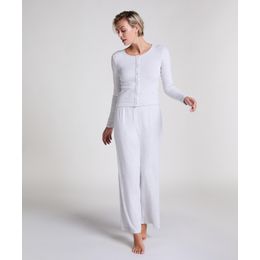 Hunkem&ouml;ller HUNKEM&Ouml;LLER Damen Pyjama "Pointelle Pyjamahose", Gr. XS, wei&szlig;, 95% Baumwolle, 5% Elasthan, Homewear-Sets