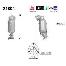 AS Katalysator 21804 f&uuml;r OPEL 855602 55495983 55490897