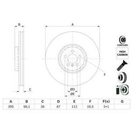 Bosch Bremsscheibe 0 986 479 H13 vorne links bel&uuml;ftet 395mm f&uuml;r ROLLS-ROYCE BMW 34116860919 34116887397