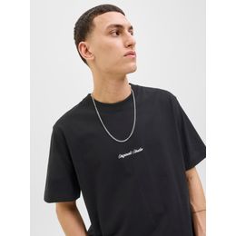 Jack & Jones JACK & JONES Herren Rundhalsshirt "JORNORREBRO EMB TEE SS CREW NECK NOOS", schwarz, Gr. XS, bedruckt, Jersey, Obermaterial: 100% Baumwolle, Shirts,