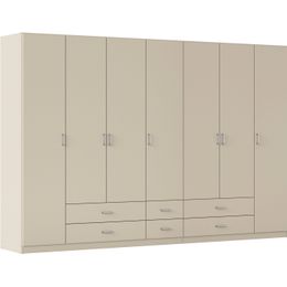 Dreht&uuml;renschrank Rauch "Kleiderschrank Garderobe GAMMA Breiten 91/136/181/226/271/315/360 cm", beige (champagner), griffe alu, B:315cm H:210cm T:54cm, Holzwerkstoff, Schr&auml;nke, Dreht&uuml;renschrank, mit Schubladen, verschiedene Griff-Varianten TOPSELLER MADE IN GERMANY