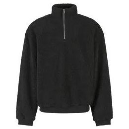 Kapuzensweatshirt Urban Classics "Urban Classics Oversized Teddy Troyer", Herren, Gr. 4XL, schwarz, 100% Polyester, unifarben, Sweatshirts